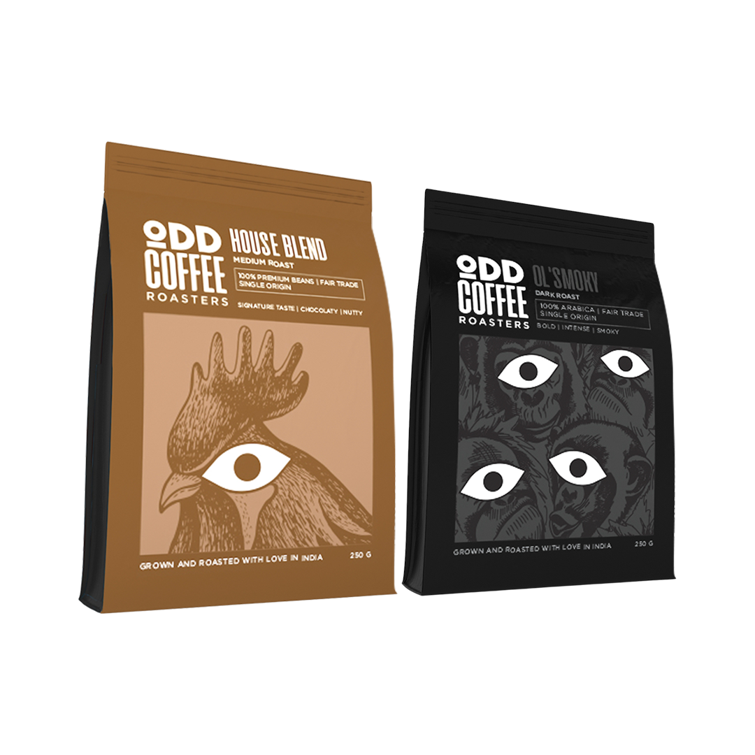 ODD Coffee Pack of 2 | House Blend Medium Roast Beans, OL' Smoky Dark ...